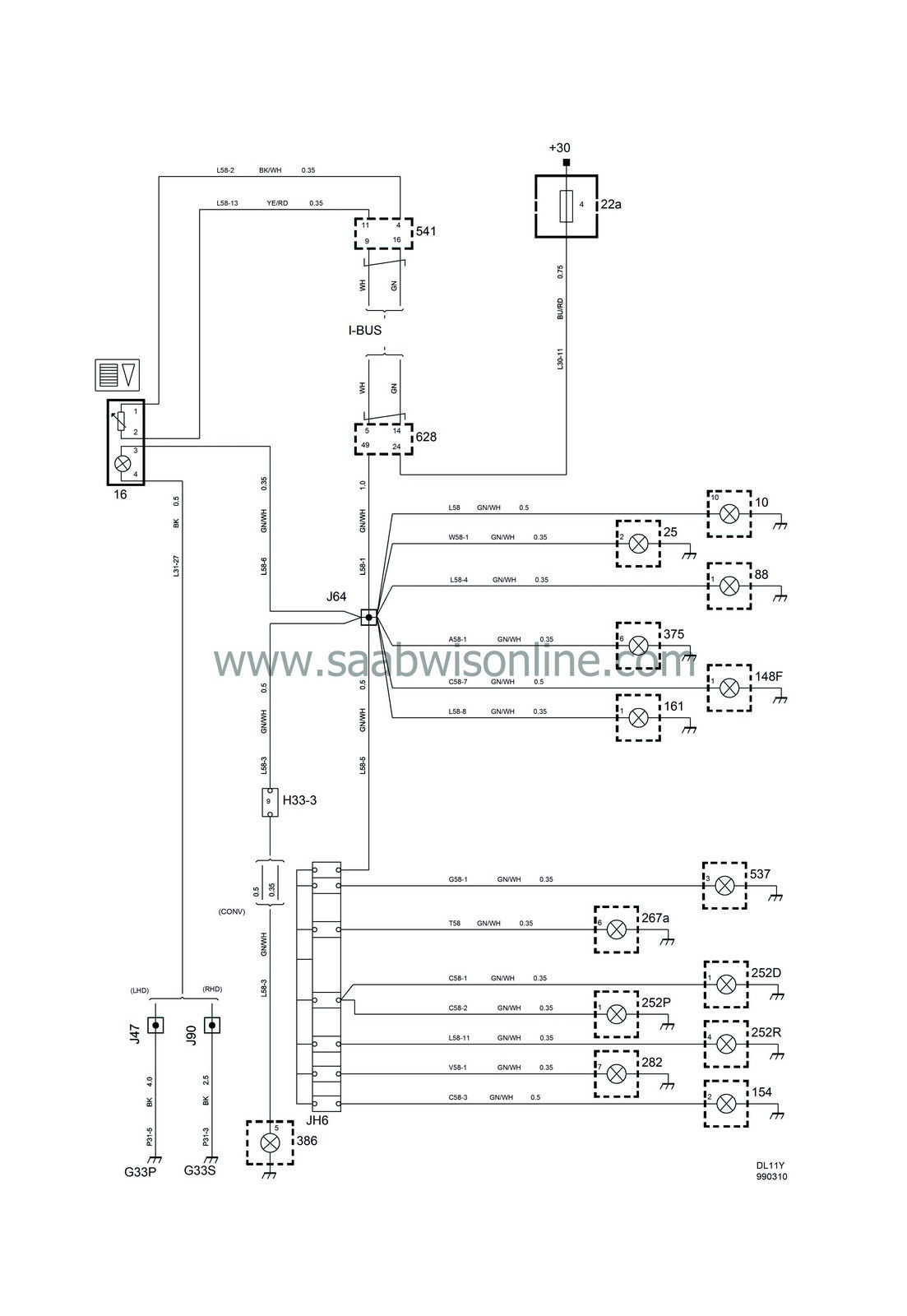 Button and control lighting – 9-3 2000 | SAAB Workshop Information ...
