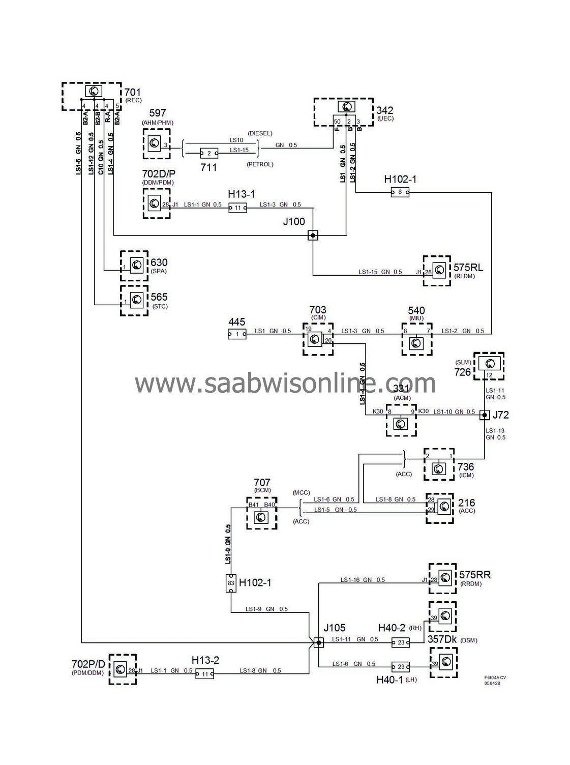 List of components – 9-3 2006 | SAAB Workshop Information System Online