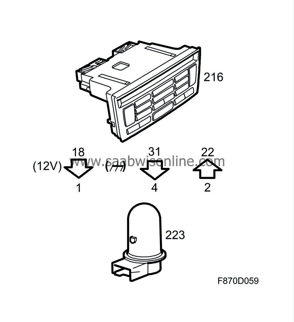 Sun sensor (223) – 9-3 2004 | SAAB Workshop Information System Online