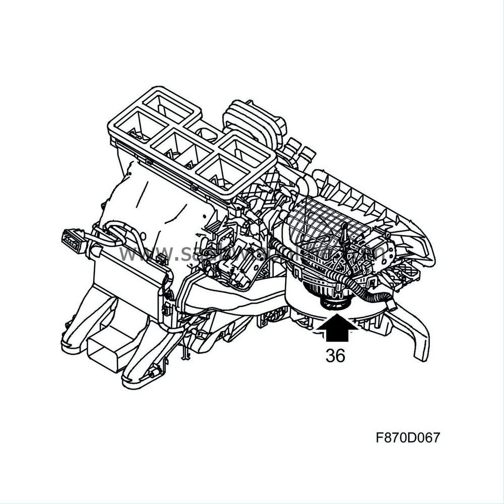 Motor, ventilation fan (36), ACC – 9-3 2004 | SAAB Workshop Information ...