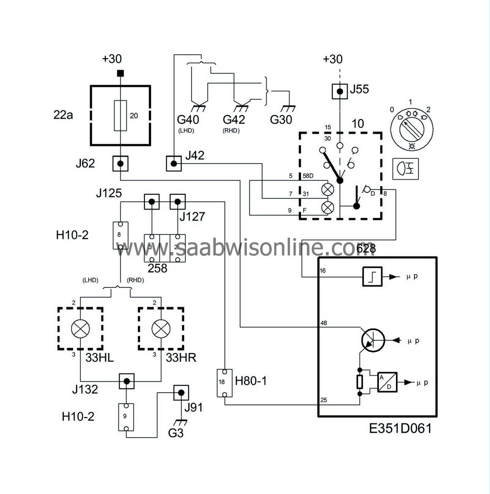 Rear fog light – 9-3 2000 | SAAB Workshop Information System Online