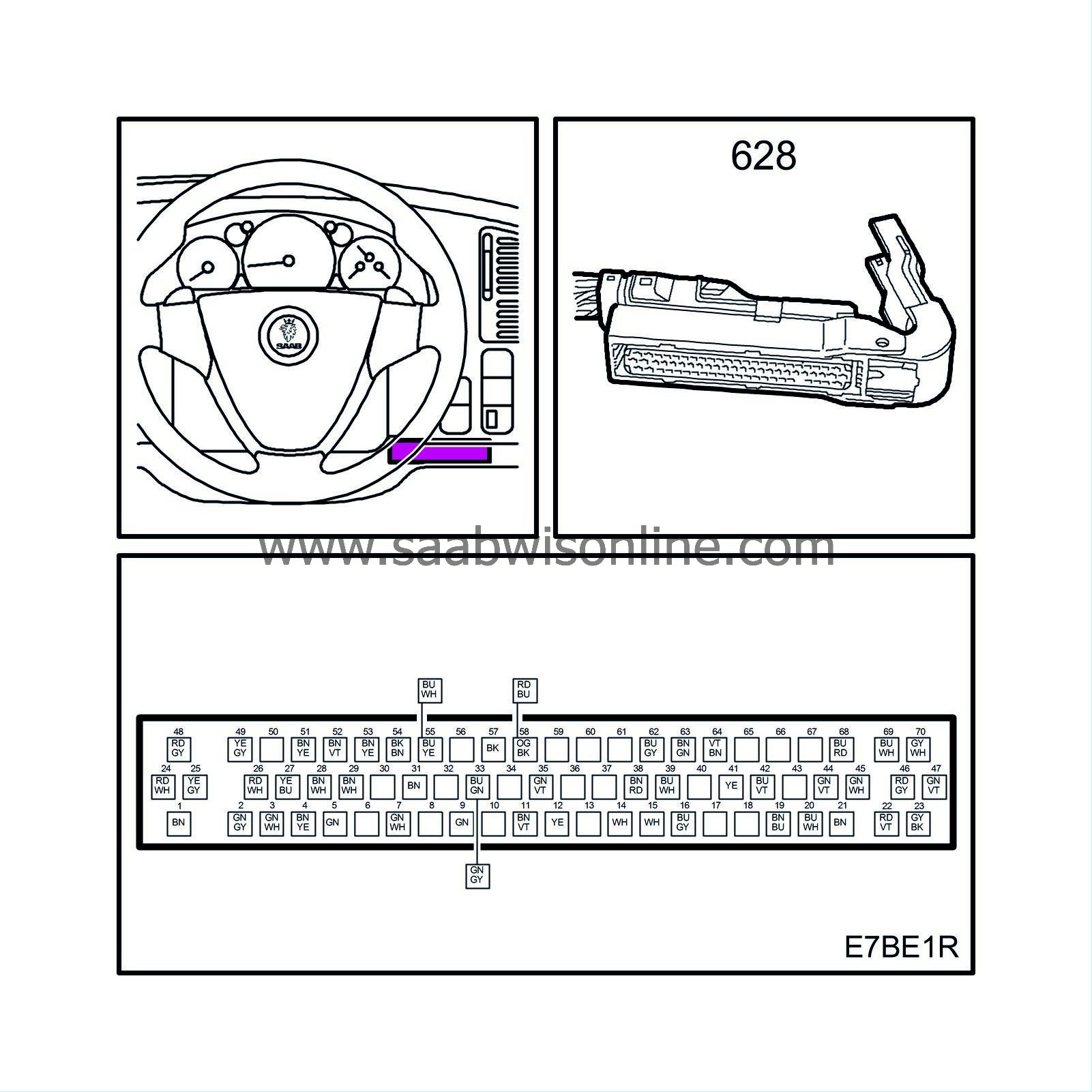 DICE control module (628) – 9-5 2007 | SAAB Workshop Information System ...