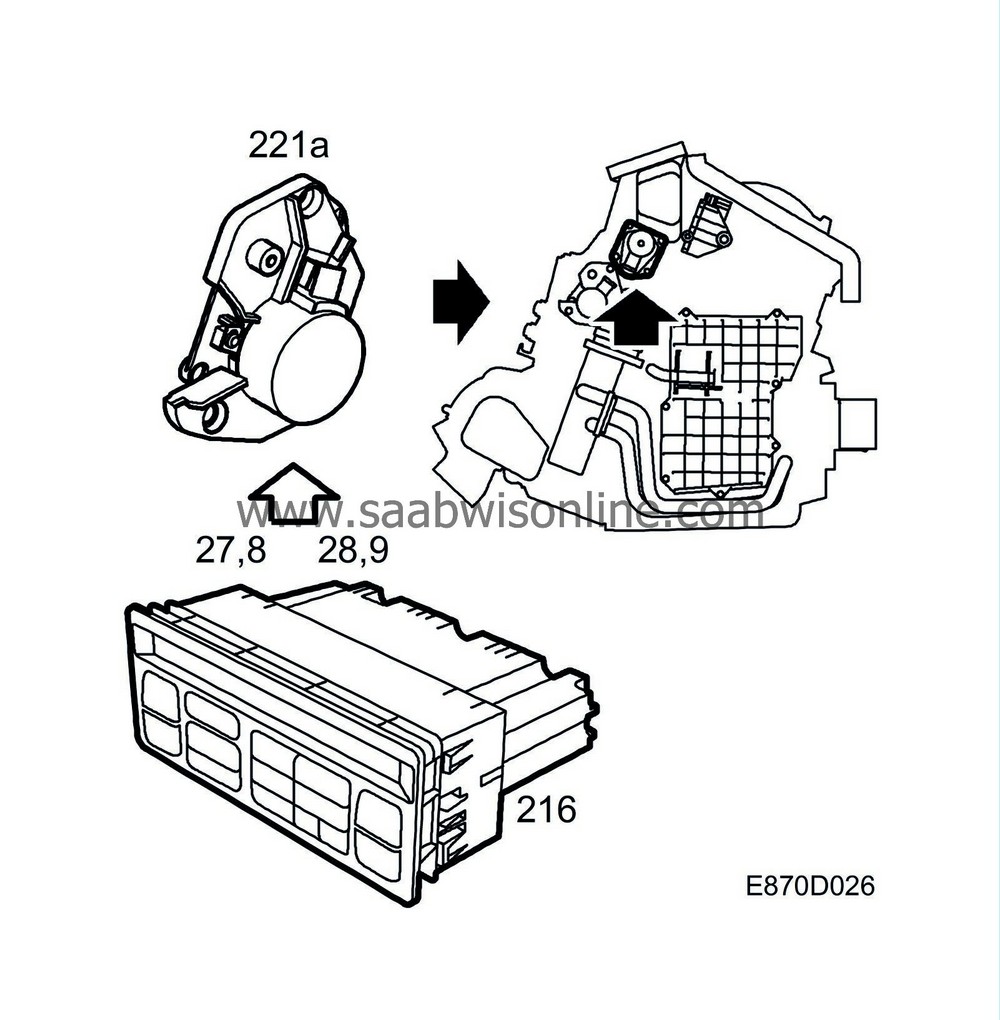 Stepping motor, air distribution flap – 9-3 2000 | SAAB Workshop ...